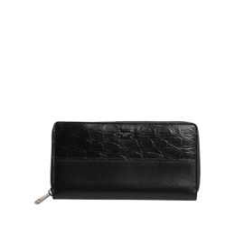 Dolce & Gabbana Dolce & Gabbana Schwarze Leder Geldb&ouml;rse mit Logo-Plakette und Rundum-Rei&szlig;verschluss