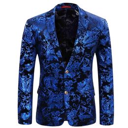 Allthemen Stilvolles blaues Blazerkleid mit Blumenmuster