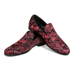 Allthemen Herren Penny Loafer mit edlem Jacquard Rot