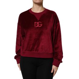 Dolce & Gabbana Samt Sweatshirt mit besticktem Logo