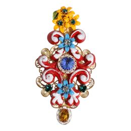 Dolce & Gabbana Dekorativer Emaille-Blumen-Anstecker