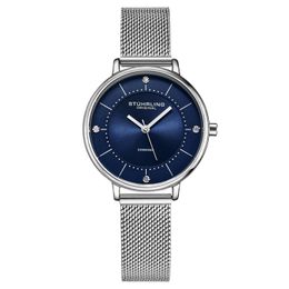 Marineblau und Silber Almasi Quarz 34mm