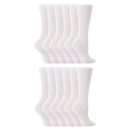 12er-Pack M&auml;dchen Baumwollreiche Kniestr&uuml;mpfe Wei&szlig; Uniform Socken - Wei&szlig;