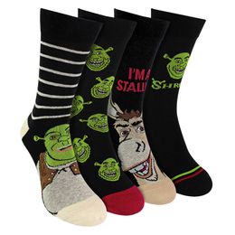 4er-Pack Herren Socken Shrek | Atmungsaktive lustige Neuheit Socken Esel, Dreamworks Socken | Shrek Geschenke - Shrek / Esel