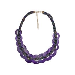 Steuer Modeschmuck Collierkette Glasperlenkette mit Muschelringen lila