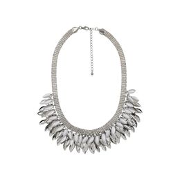Steuer Modeschmuck Collierkette Metallcollier mit Blattzierde rhodiumf.