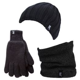 Heat Holders W&auml;rmehalter - Thermische Winterm&uuml;tze, Halsw&auml;rmer und Handschuhe aus Fleece f&uuml;r M&auml;nner - Schwarz