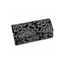 Steuer Modeschmuck Abendtasche Schwarzer Samt mit Pailetten-Ornamenten