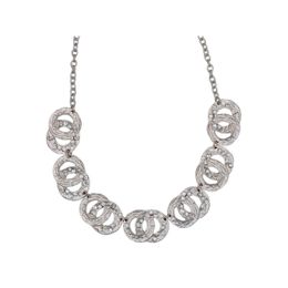 Steuer Modeschmuck Collierkette Metallcollier silberfarben mit Strasssteinchen
