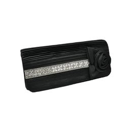 Steuer Modeschmuck Abendtasche Satin-Optik mit Bl&uuml;te und Strassbesatz