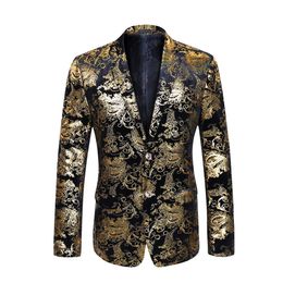 Allthemen Stilvolles goldenes Blazerkleid mit Blumenmuster