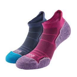 1000 Mile - 2er Pack Damen Einzel-Lagen Weiche Atmungsaktive Lauf-Ankle-Socken - Neonpink / Lavendel