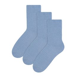 3 Paar Wollsocken f&uuml;r Damen | Steven | Atmungsaktive gepolsterte Damensocken Blau