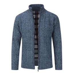 Allthemen Herren Strickjacke mit Rei&szlig;verschluss Cardigan Grobstrick mit Stehkragen f&uuml;r den Winter Blau