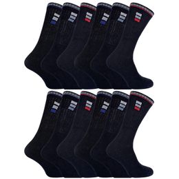 Sock Snob - 12 Paar Herren-Baumwoll-Socken in Wei&szlig; & Schwarz - Schwarz