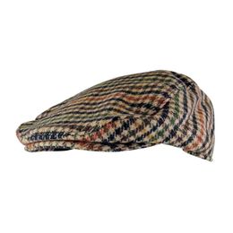 Herren traditionell &uuml;berpr&uuml;ft Tweed flache Kappe | Socke Snob | Newsboy Style - GL228 Beige / Rot