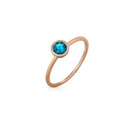 OROLINO Ring 585 Gold Ros&eacute;gold mit Blautopas (beh.) rund