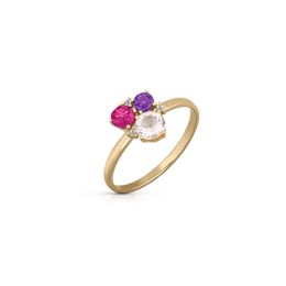 OROLINO Ring Gold 585 mit Rosaquartz Amethyst Rhodolith Brillant