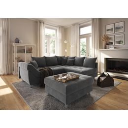 Ecksofa Collection AB "Innsbruck L-Form, B: 247 cm", grau (anthrazit), B:247cm H:87cm T:189cm, Microfaser PRIMABELLE (100% Polyester), Struktur (90% Polyester, 10% Polyacryl), Samtvelours (100% Polyester), Luxus-Microfaser Antiklederoptik (100% Polyester), Sofas, Ecksofa, 3 Zierkissen, Federkern