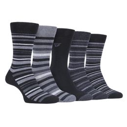 Farah - 5er-Pack Herren d&uuml;nne atmungsaktive klassische gestreifte gemusterte weiche Baumwolle Kleid Socken - FCS271BLKCHA (gestreift)