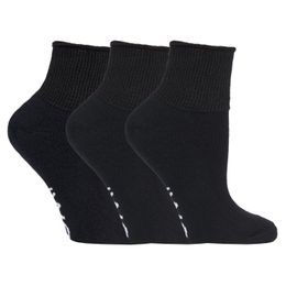 IOMI - 3 Paar Baumwolle gepolstert diabetischen Socken f&uuml;r geschwollene F&uuml;&szlig;e und Beine - Schwarz