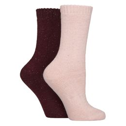 Glenmuir 2 Paar Damen Thermo Stiefel Socken | Voll gepolsterte warme Wollmischung Wandersocken