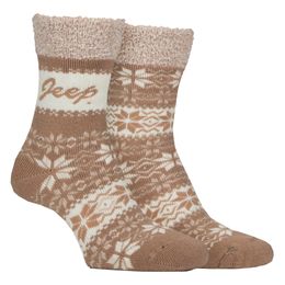 JEEP 2 Paar Damen Thermo Mustersocken Fairisle Warme Wintersocken