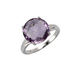 ZEEme Gemstones Ring Silber 925 rhodiniert mit echtem Amethyst 12mm