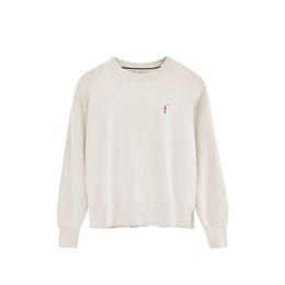 Pullover ecru mit Rundhalskragen aus Wollgemisch mit gesticktem Rigby Go-Logo