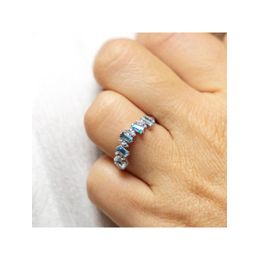ZEEme Gemstones Ring Silber 925 rhodiniert mit 12x Wei&szlig;topas + 5x Blautopas (beh.)