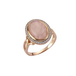 ZEEme Gemstones Ring Silber 925 ros&eacute;-vergoldet mit echtem Rosenquarz und Zirkonia
