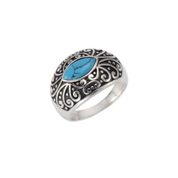 ZEEme Gemstones Ring Silber 925 oxidiert mit T&uuml;rkis 5x10mm