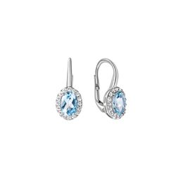 ZEEme Gemstones Ohrh&auml;nger 375/- Wei&szlig;gold Zirkonia und Blautopas