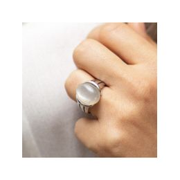 ZEEme Gemstones Ring Silber 925 rhodiniert mit echtem Mondstein 16x12mm