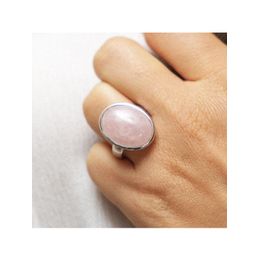 ZEEme Gemstones Ring Silber 925 rhodiniert mit echtem Rosaquarz 20x15mm