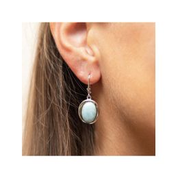 ZEEme Gemstones Ohrringe Silber 925 rhodiniert mit echtem Larimar 14x10mm