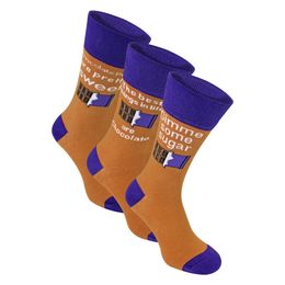 3 Paare Herren Novelty Baumwollreiche Spr&uuml;che Socken | Lustige Essen- und Getr&auml;nke-Slogans | Geschenkidee