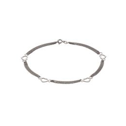 ZEEme Silber Fu&szlig;kette Silber 925 mit Herz-Motiv 25cm lang