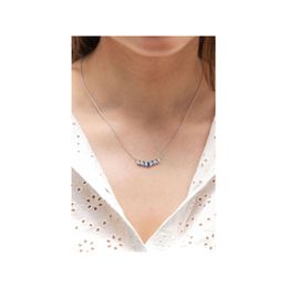 ZEEme Silber Halskette Silber 925 rhodiniert mit Zirkonia blau und wei&szlig;