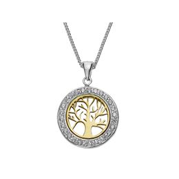 ZEEme Silber Halskette Silber 925 zweifarbig mit Lebensbaum-Motiv
