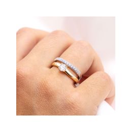 ZEEme Silber Ring Silber 925 zweifarbig Ring Set mit Zirkonia wei&szlig;