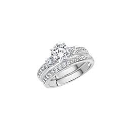ZEEme Silber Ring Silber 925 zweiteilig mit Zirkonia wei&szlig;