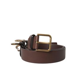 Dolce & Gabbana Dolce & Gabbana Brauner Kalbslederg&uuml;rtel mit goldfarbener Metallschnalle