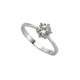 ZEEme Silber Ring Silber 925 rhodiniert mit wei&szlig;em Zirkonia-Stein
