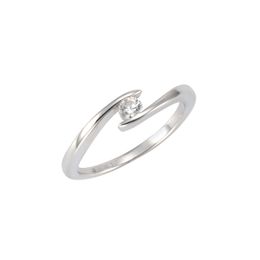 ZEEme Silber Ring Silber 925 rhodiniert mit wei&szlig;em Zirkonia-Stein