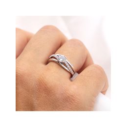 ZEEme Silber Ring Silber 925 rhodiniert mit Zirkonia wei&szlig;