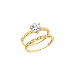ZEEme Silber Ring Silber 925 vergoldet mit Zirkonia wei&szlig;