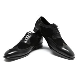 Allthemen Herrenschuh mit klassischer Ziernaht Businessschuh Glattleder Halbschuh Schwarz