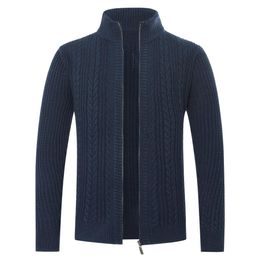 Allthemen Herren Strickjacke mit Rei&szlig;verschluss Cardigan Grobstrick mit Stehkragen Blau