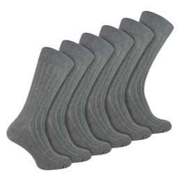 6 Paar Herren Einfarbige Baumwoll-Rippstrumpf-Socken